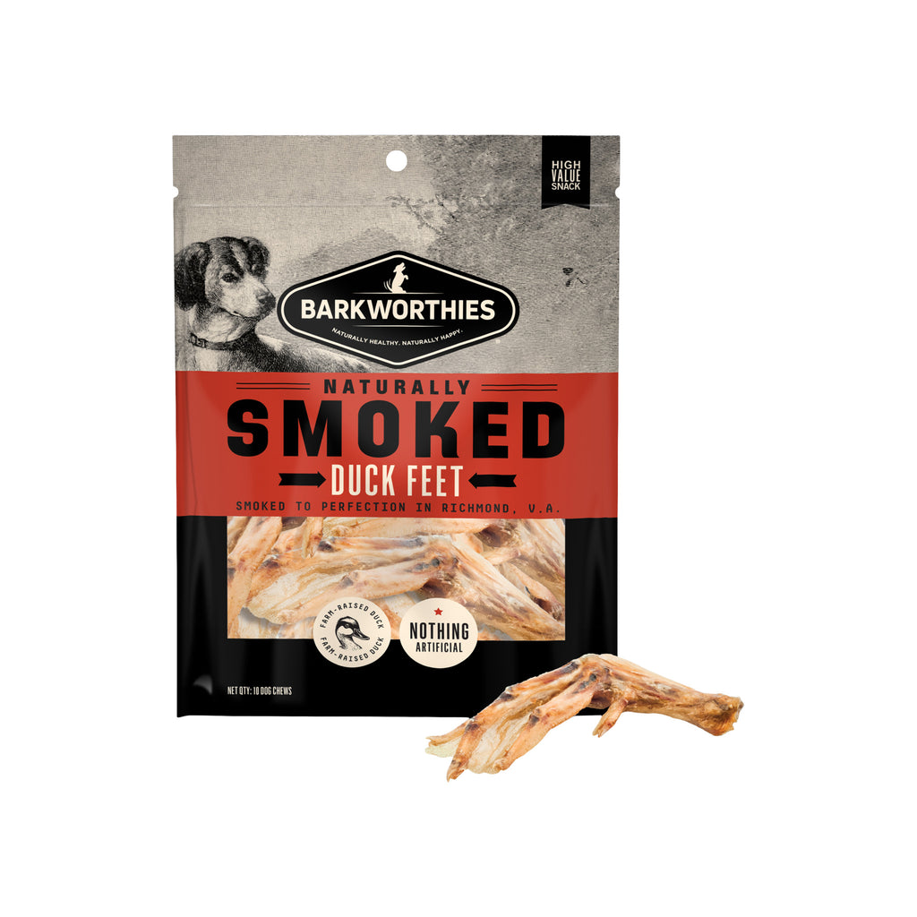 Barkworthies Naturally Smoked Duck Feet for Dogs | Only Natural Pet
