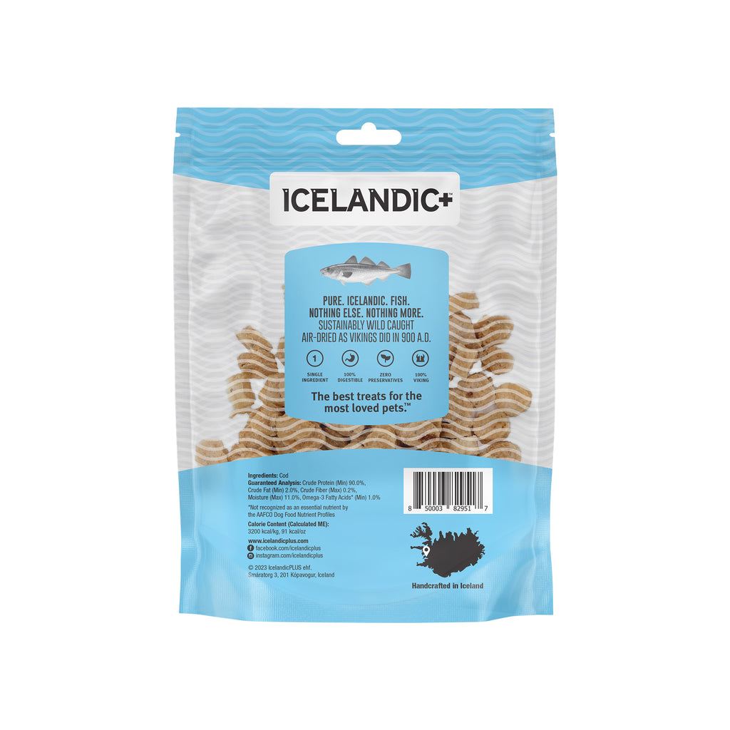 Icelandic+ Grain-Free Mini Cod Chips Treats for Dogs | Only Natural Pet