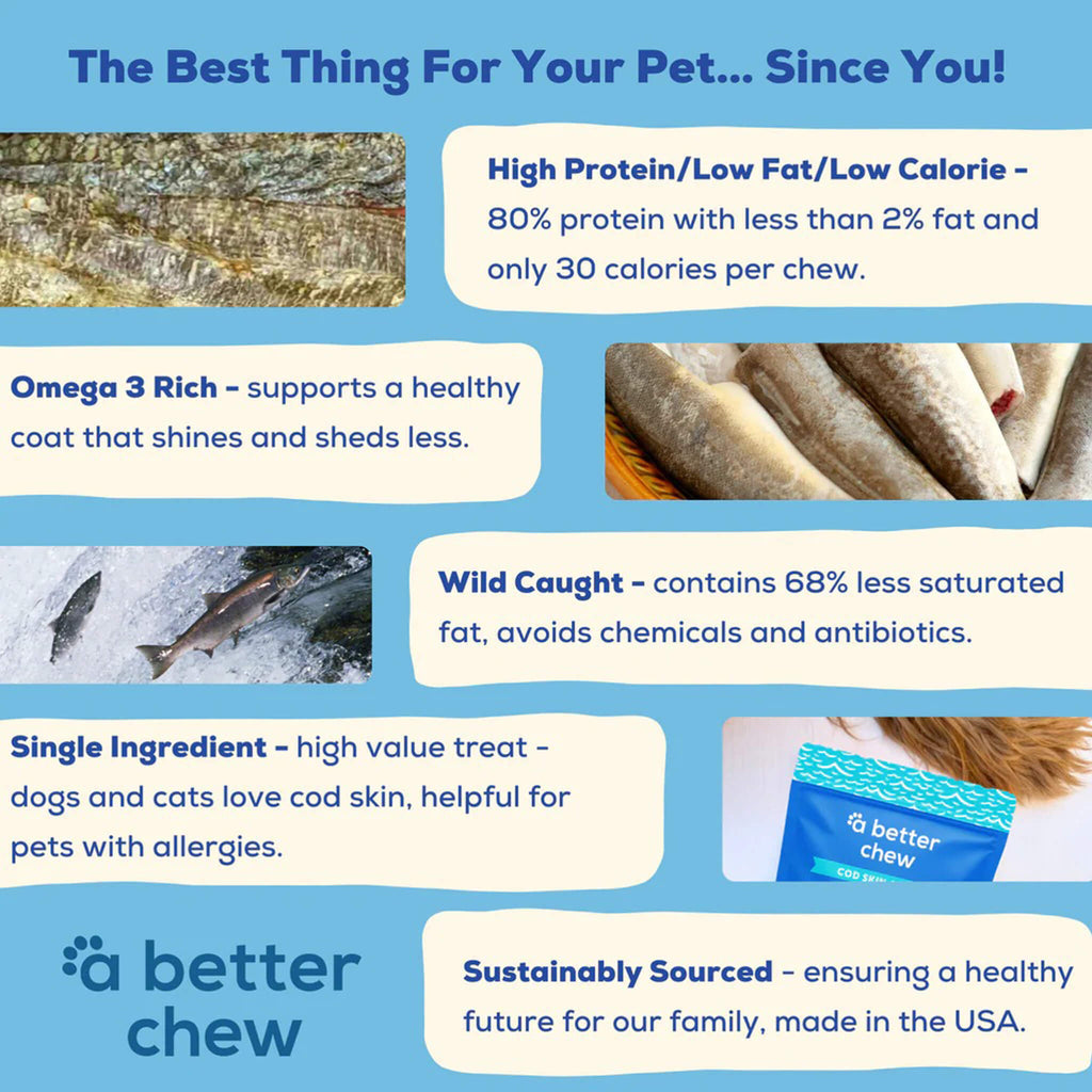 A Better Treat Wild Caught Cod Skin Dog Chews | Only Natural Pet