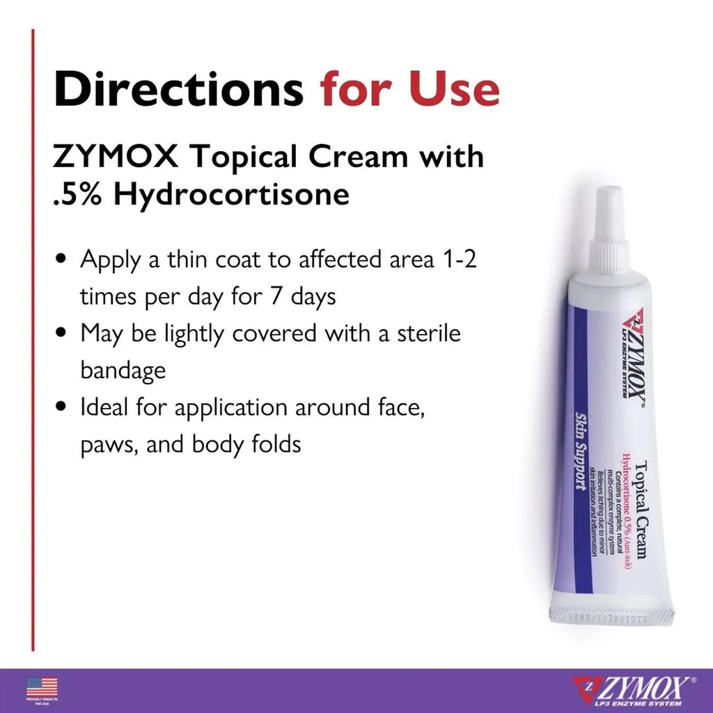 Zymox Topical Cream w/ Hydrocortisone for Dogs Cats | Only Natural Pet