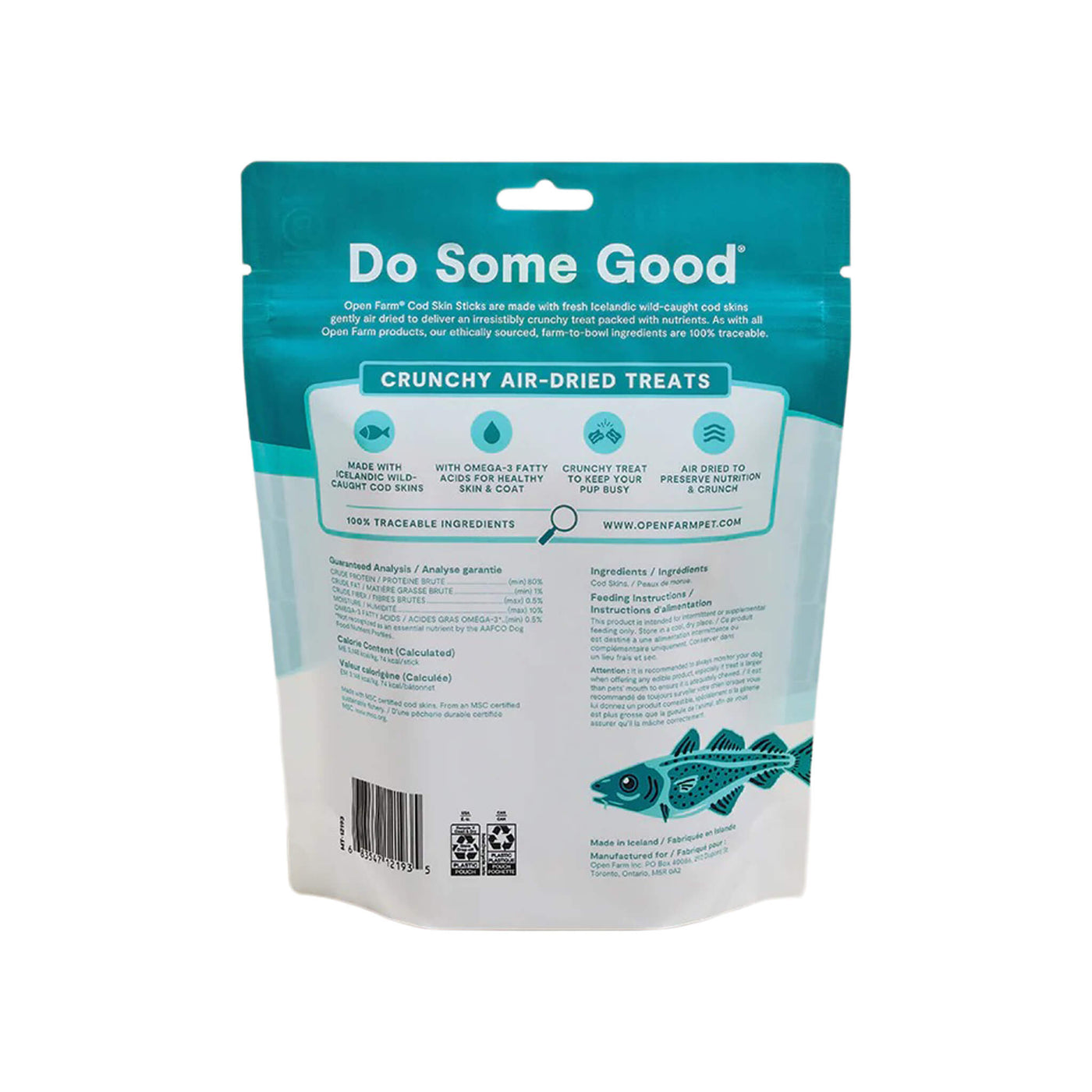 Open Farm Air Dried Cod Skins Crunchy Dog Treats | Only Natural Pet