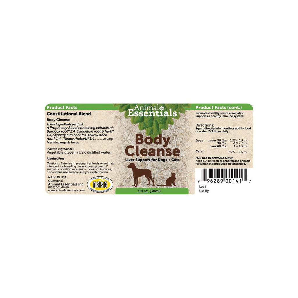 Animal Essentials Body Cleanse Liquid Herbal Formula for Dogs & Cats ...