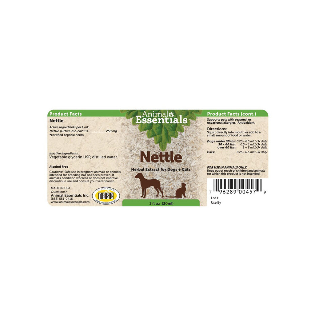 Animal Essentials Nettle Herbal Extract Liquid for Dogs & Cats | Only ...