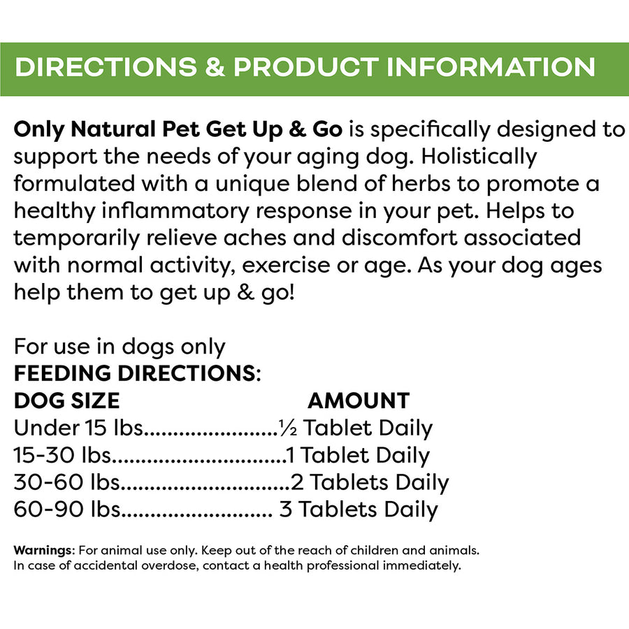 Only Natural Pet Get Up & Go Joint Support Supplement with Corydalis ...